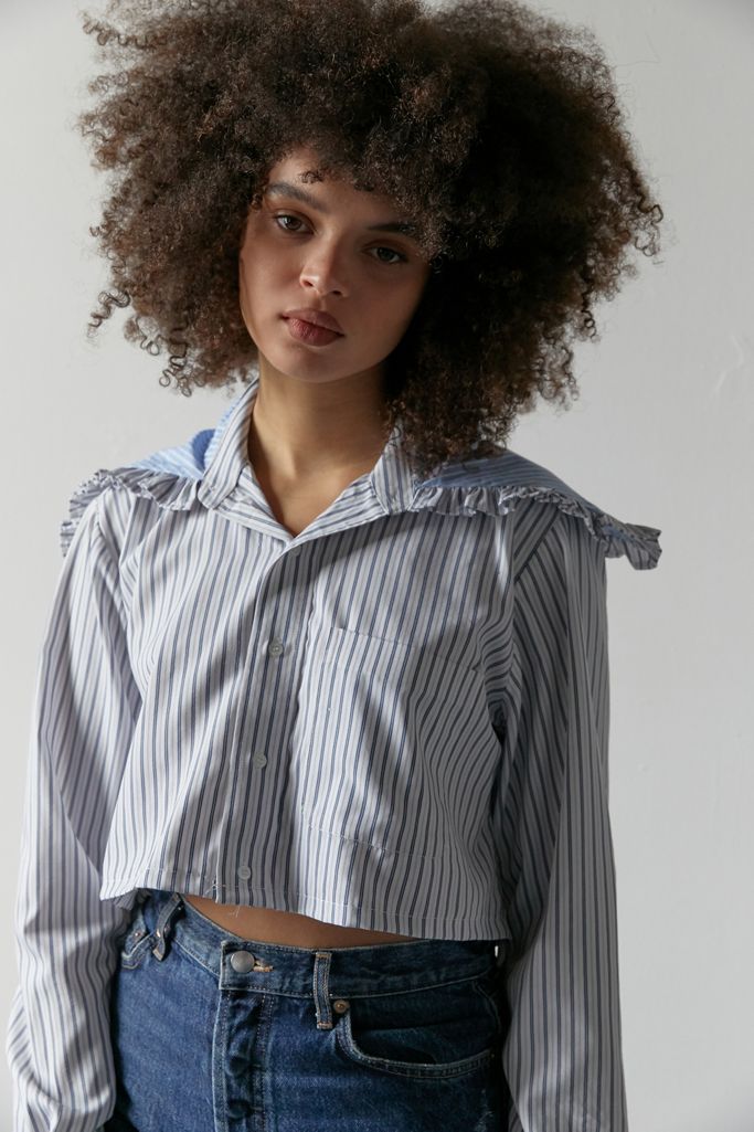 Urban Renewal Recycled Collared Cropped Shirt | Urban Outfitters