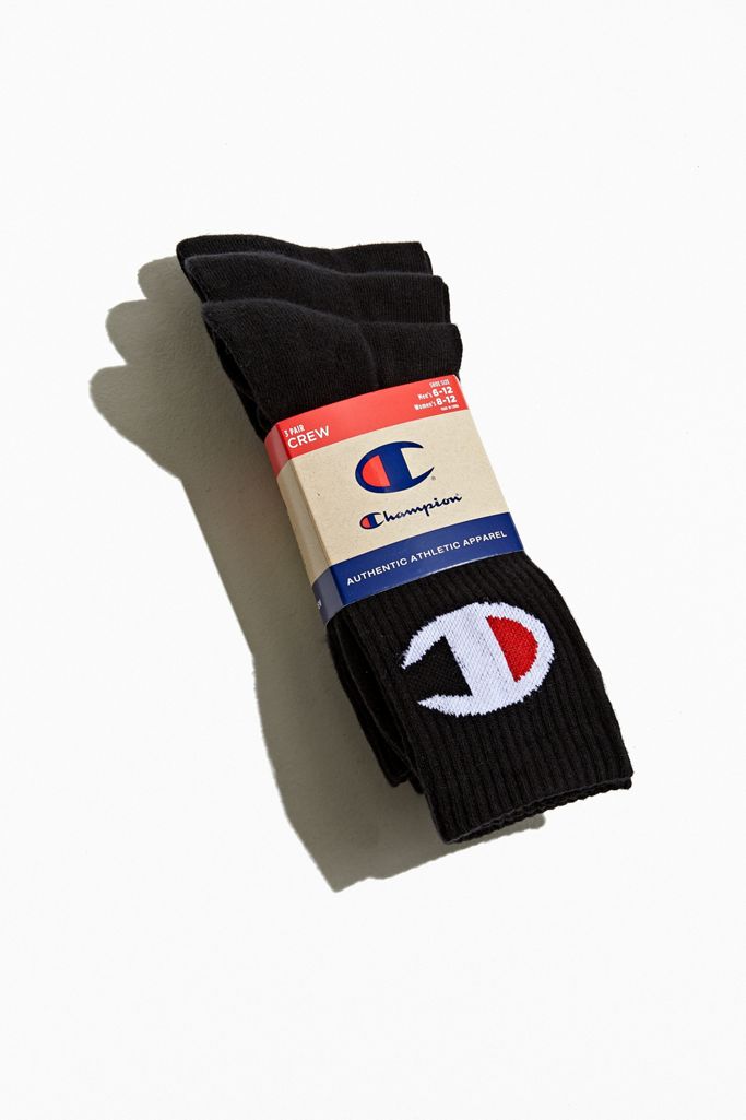 Champion Core Essential Crew Logo Sock 3-Pack | Urban Outfitters