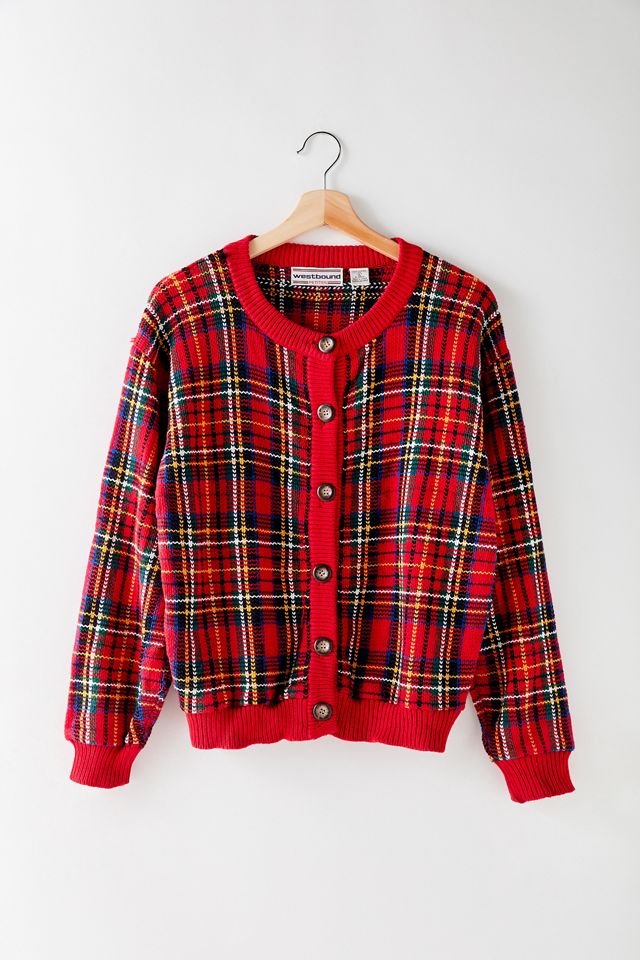 Vintage Red Multi-Plaid Sweater | Urban Outfitters