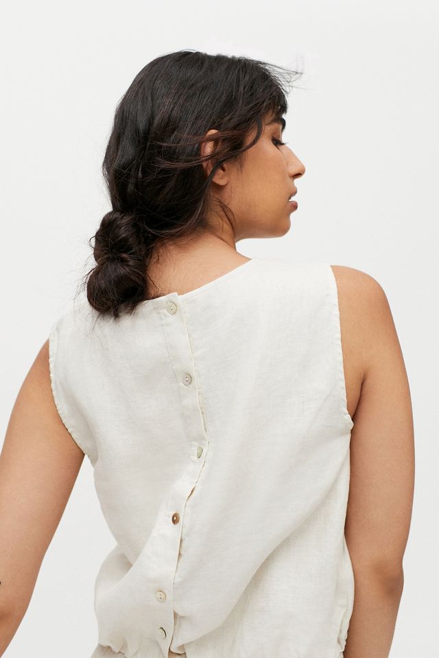 Little Lies Linen Button-Back Tank Top | Urban Outfitters