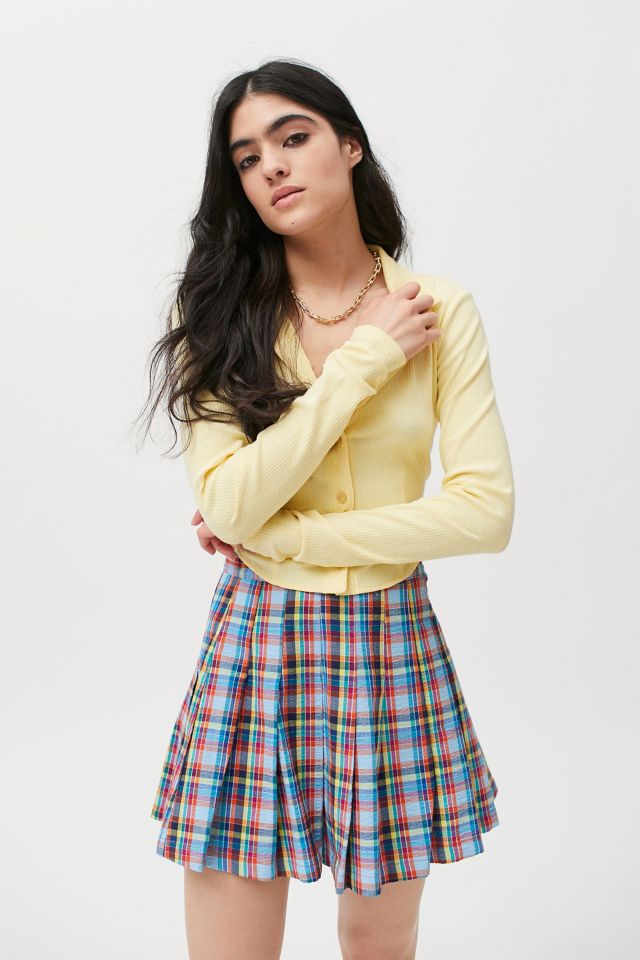 Uo Katie Plaid Pleated Mini Skirt Urban Outfitters Canada