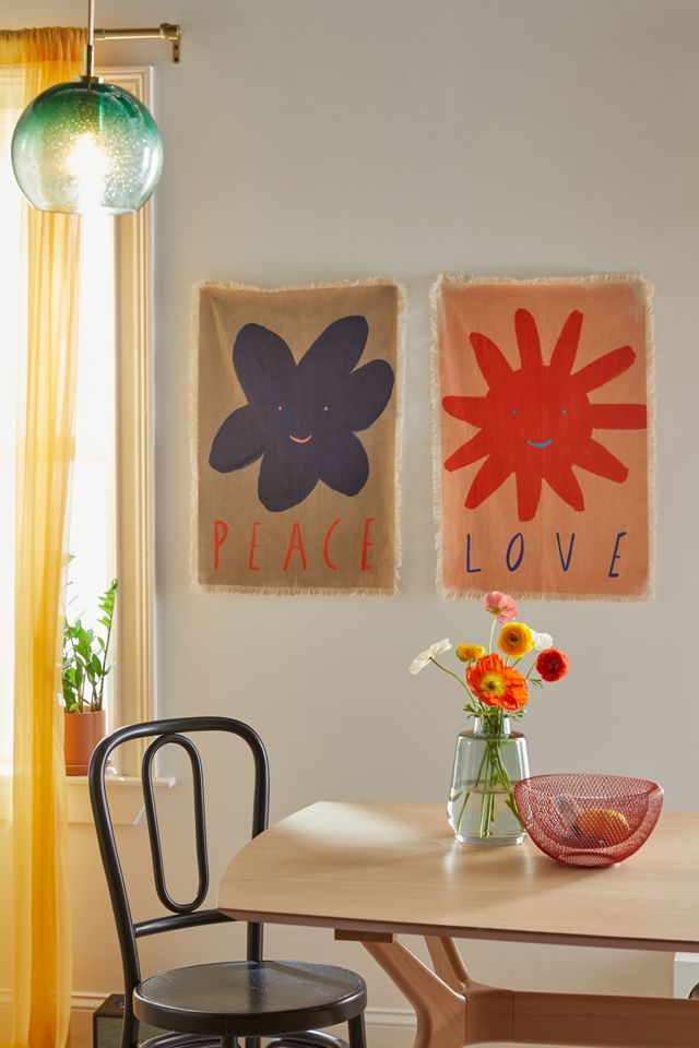 Katy Smail UO Exclusive Peace And Love Flag Tapestry | Urban Outfitters