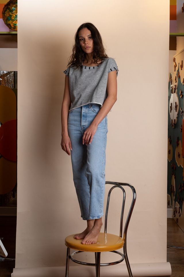 Vintage 80's Gray Studded Crop-Top | Urban Outfitters