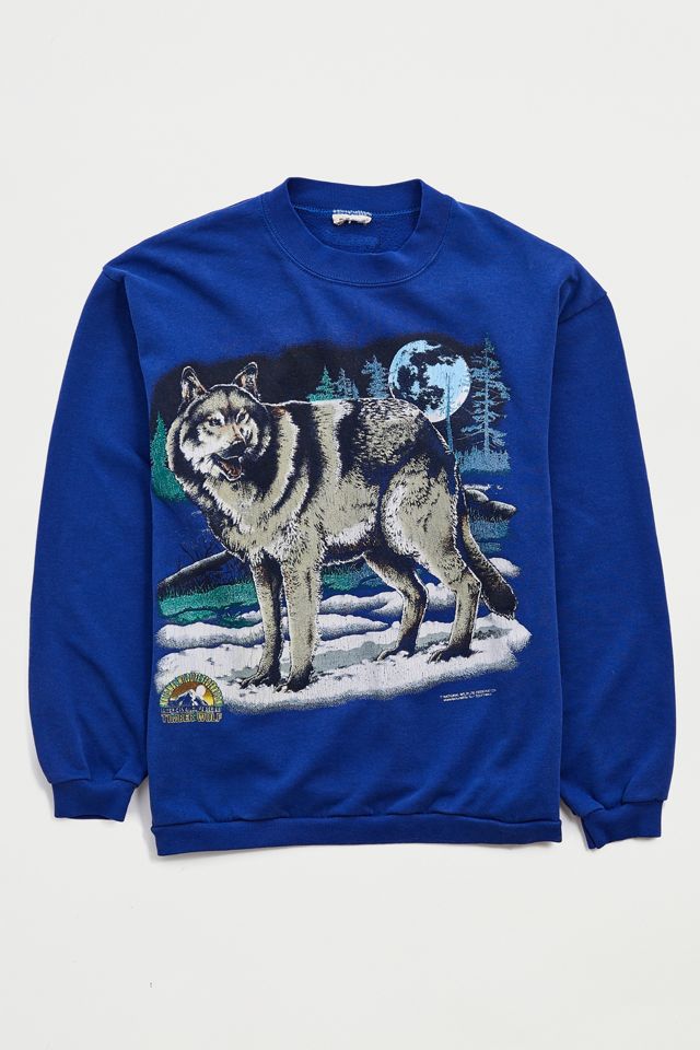 2nd Base Vintage Wildlife Wolf Crew Neck Sweatshirt | Urban Outfitters