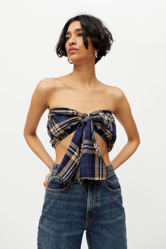 Urban Renewal Recycled Check Billowy Tube Top | Urban Outfitters