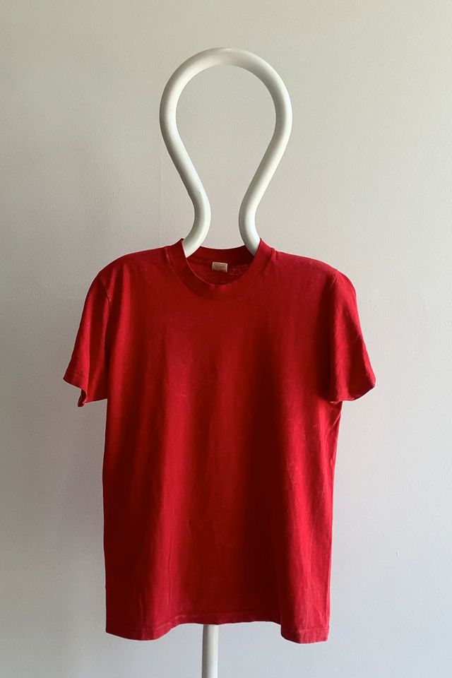 Vintage 80's Red T-Shirt with Acid Wash Bleach Stains | Urban Outfitters