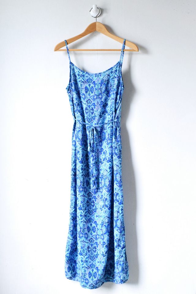 Vintage 90s Light & Dark Blue Printed Dress | Urban Outfitters