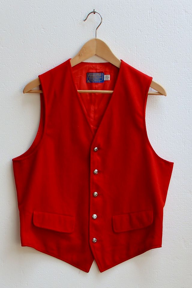 Vintage Pendleton Red All Wool Metal Buttoned Vest Made in USA | Urban ...
