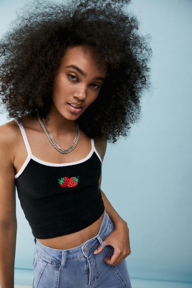 UO Strawberry Towelling Crop Top | Urban Outfitters