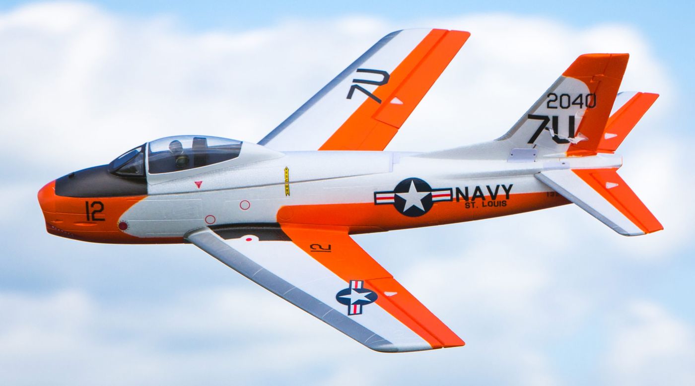 E-flite FJ-2 Fury 15 DF BNF Basic RC Model Airplane with AS3X ...