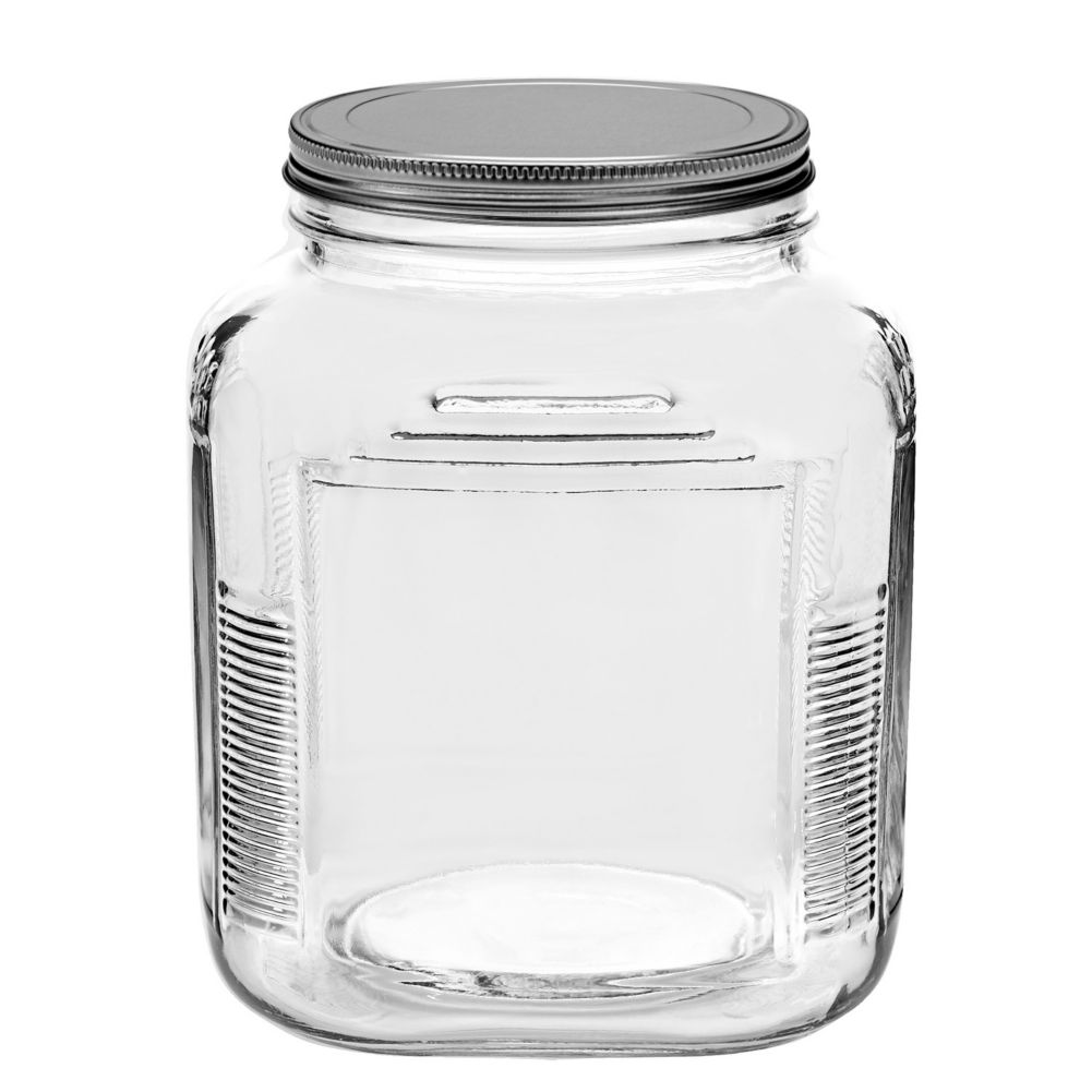 Anchor Hocking 85787R 2 Qt. Brushed Aluminum Lid Cracker Jar - 4 / CS ...