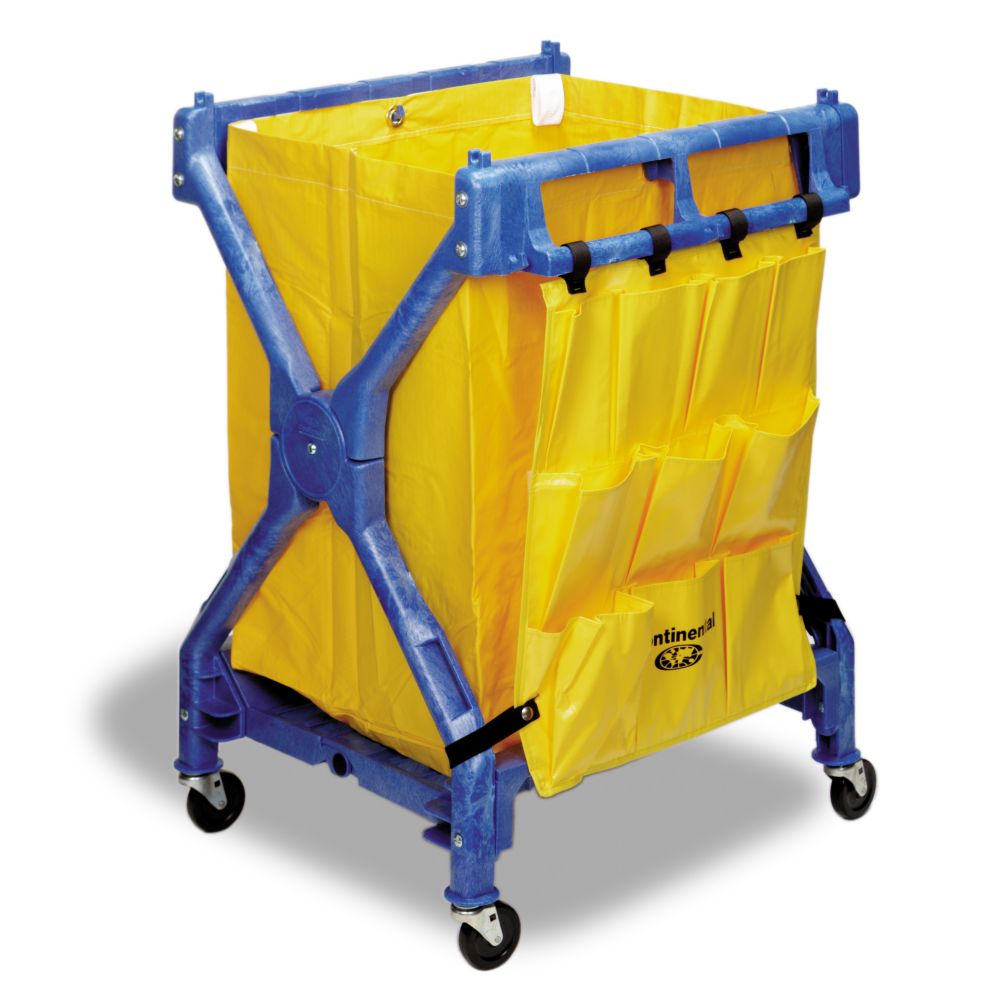 Continental 275 Huskee™ Blue 37" X-Frame Folding Cart | Wasserstrom