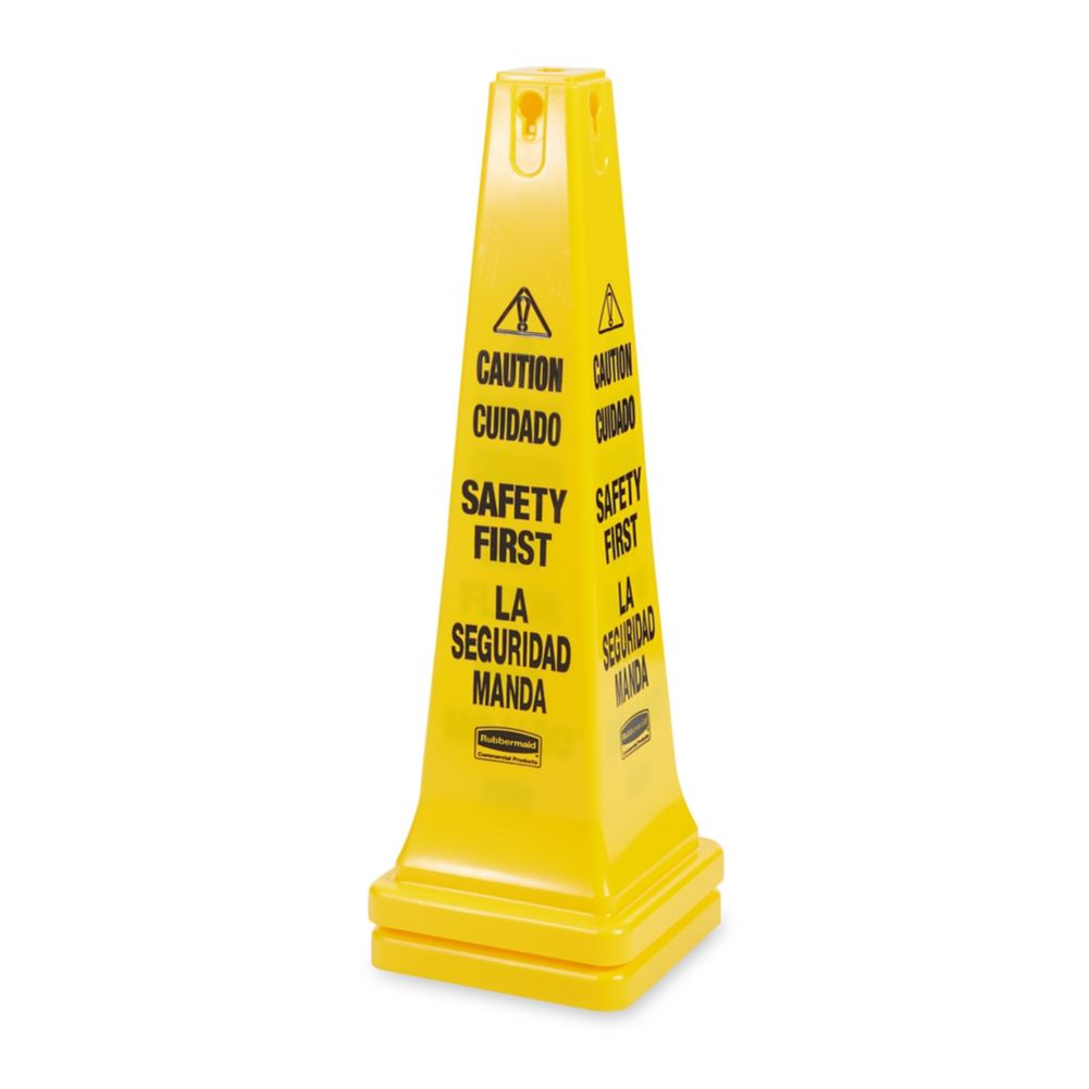 Rubbermaid FG627687YEL Multilingual 36" Safety First Cone | Wasserstrom