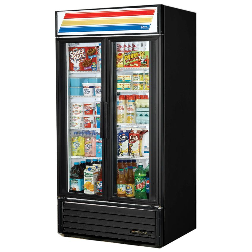 True GDM-33-LD Black Glass Door 33 Cu. Ft. Refrigerator Merchandiser ...