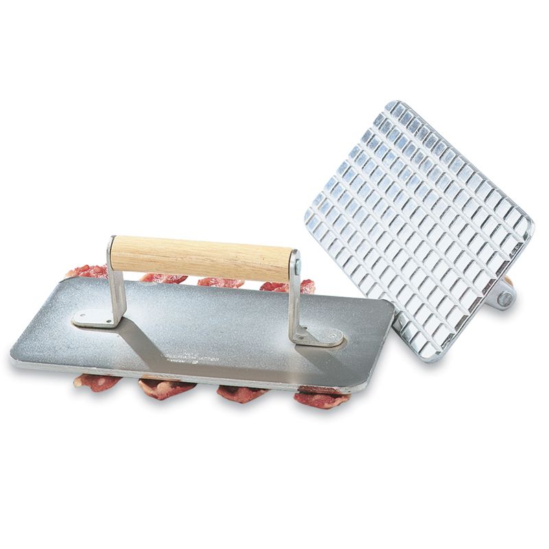 Vollrath 47708 Stamped Chrome Plated Steel Steak Weight w/ Wood Handle ...