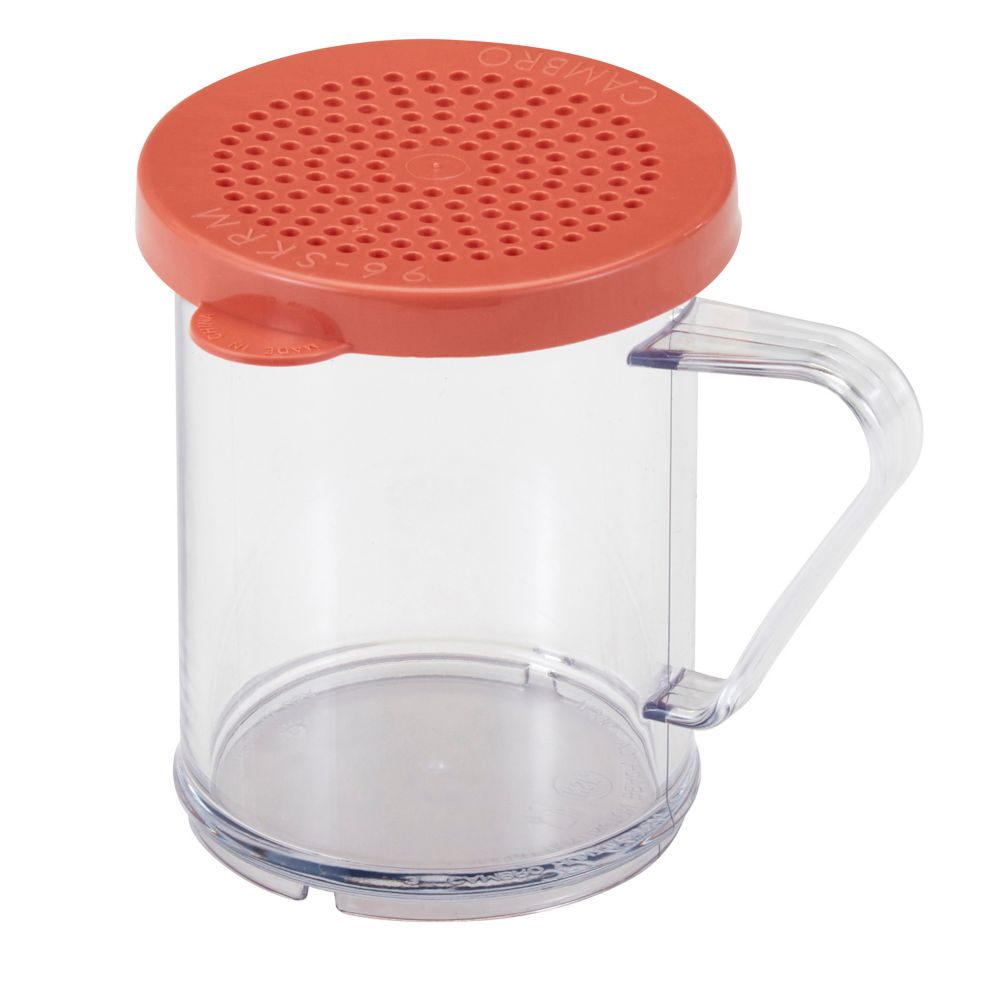 Cambro 96SKRM135 Clear 10 oz Shaker with Red Medium Grain Product Lid ...