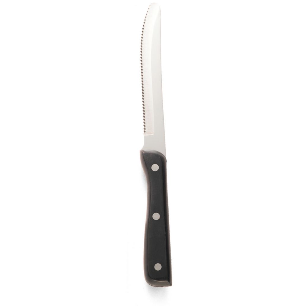 Walco 980527 HD Steak Knife with Black Delrin Handle - Dozen | Wasserstrom