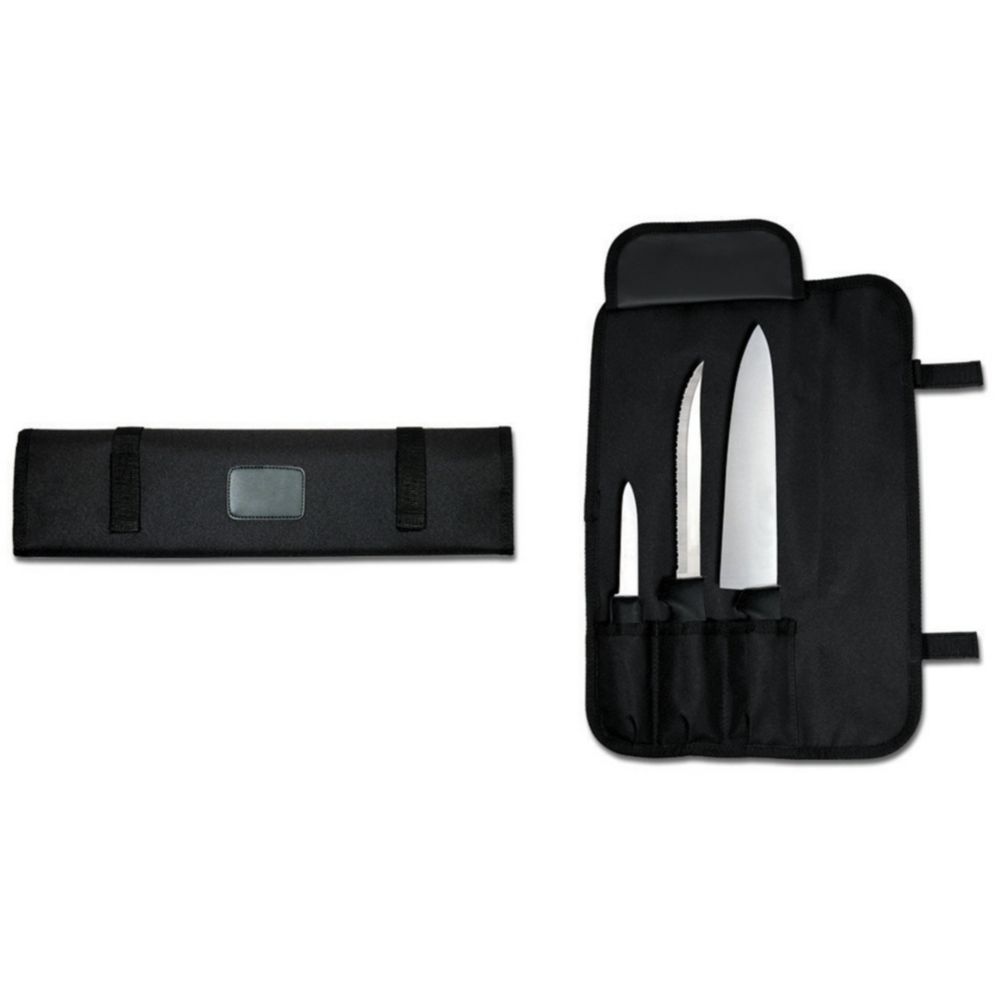 Dexter Russell CC3 Traditional™ Black 3-Pocket Cutlery Case | Wasserstrom