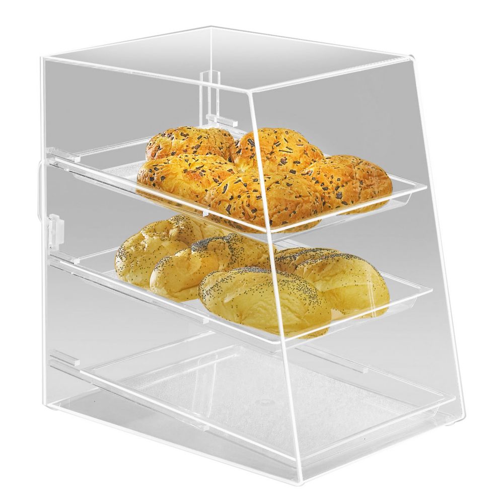 Cal-Mil 260 Slant Front Clear Acrylic 3 Shelf Display Case | Wasserstrom