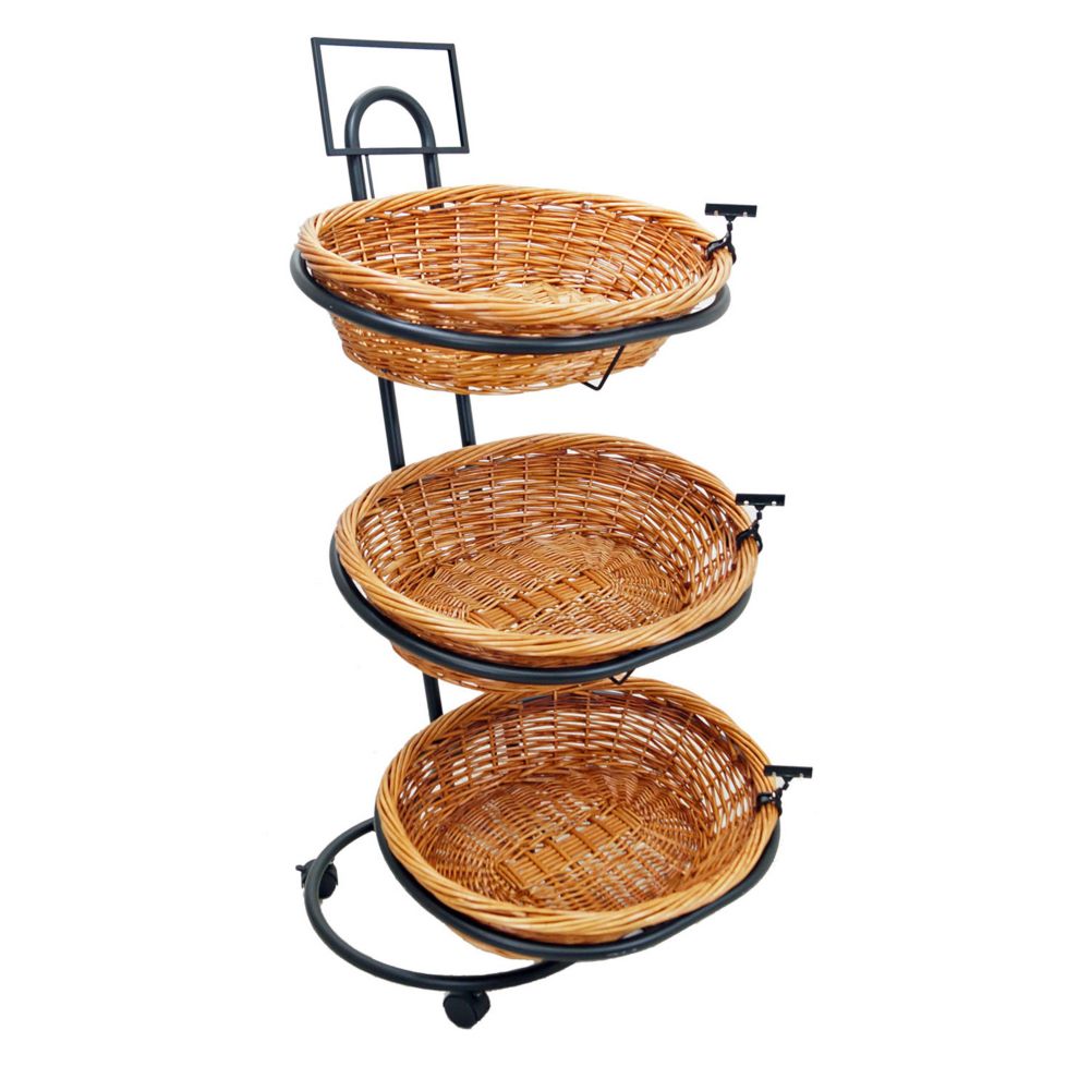 Mobile Merchandisers® K2848 3-Tier Oval Willow Basket Display Rack ...