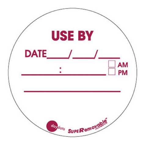 DayDots 10704-01-11 SupeRemovable 3" USE BY Label - 500 / RL | Wasserstrom