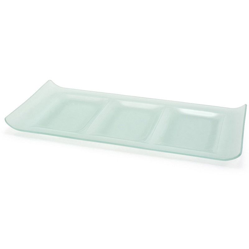 FOH DDP036FRG22 Nami™ 3-Section Frosted Glass Plate - 6 / CS | Wasserstrom