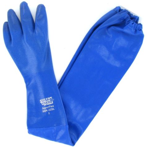 Solva-Gard Superflex Small Blue Shoulder-Length Nitrile-Coated Glove ...