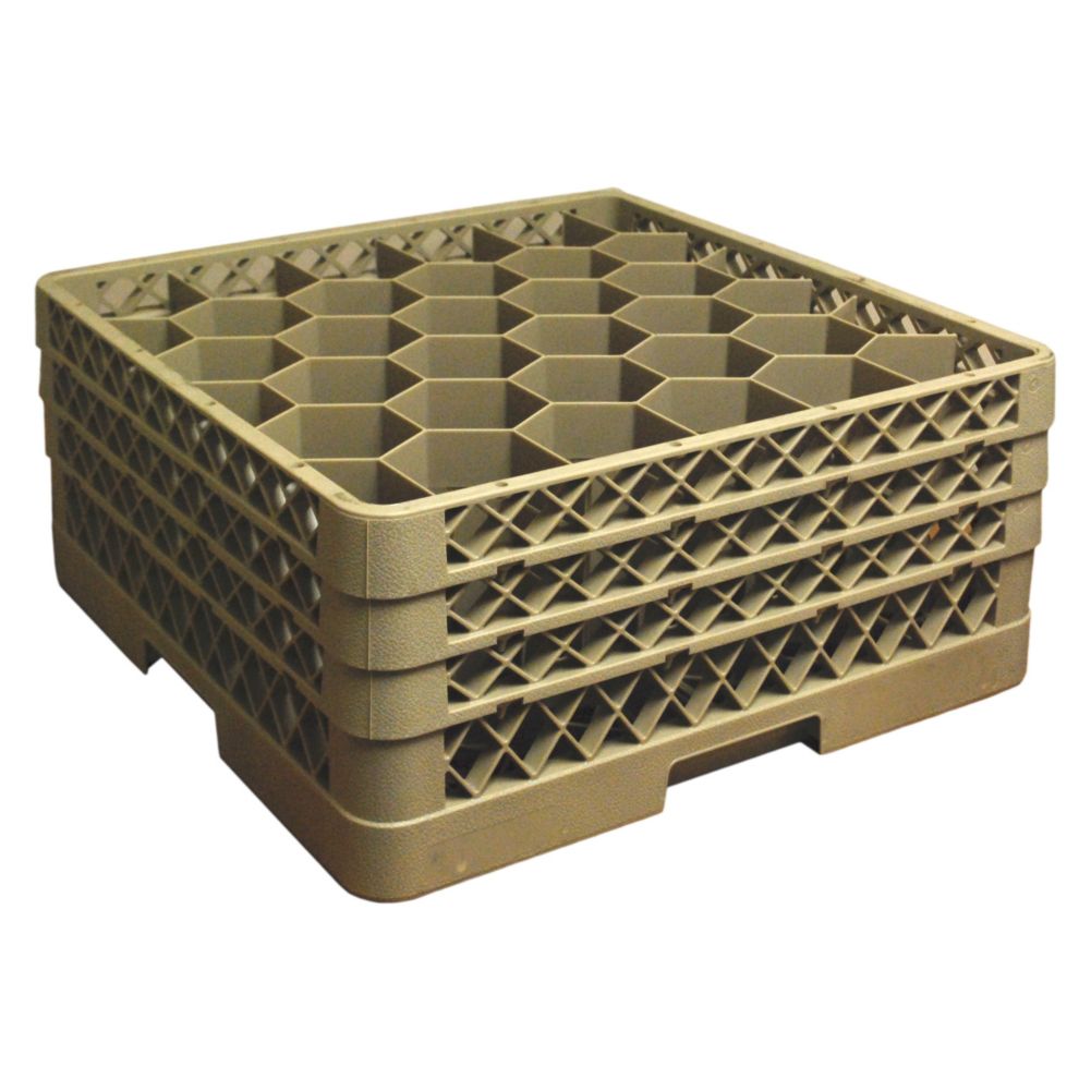 Traex® TR12HHH Beige 30 Compartment Glass Rack with 3 Extenders ...