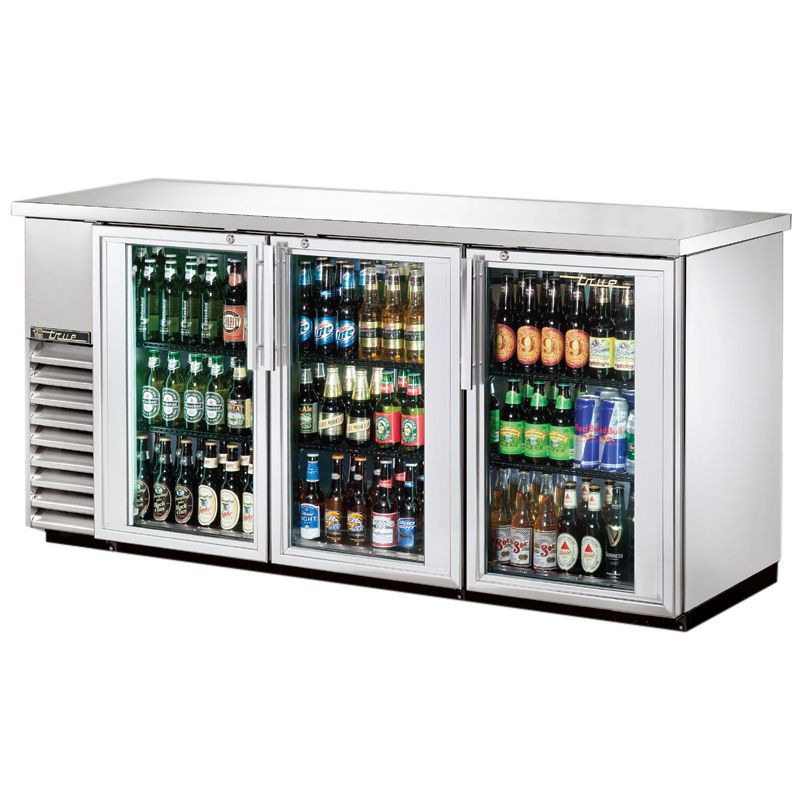True TBB-24-72G-S-LD S/S Glass Swing Door Back Bar Cooler | Wasserstrom