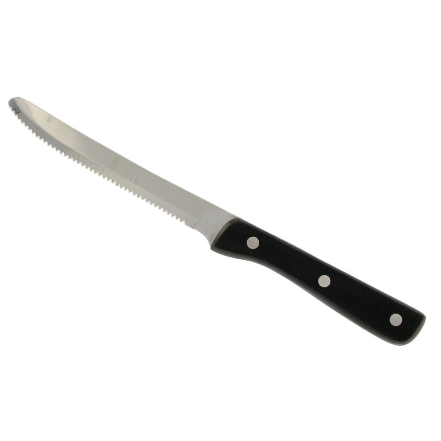 Walco 980528 5" Steak Knife with Black Handle - Dozen | Wasserstrom