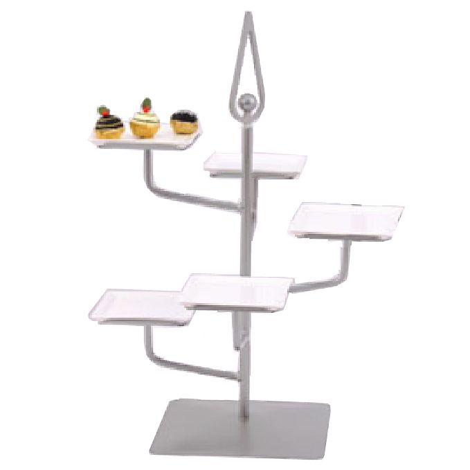 Dover European Metalworks Nickel Chrome Tapas Stand w/ 5 Square Plates ...