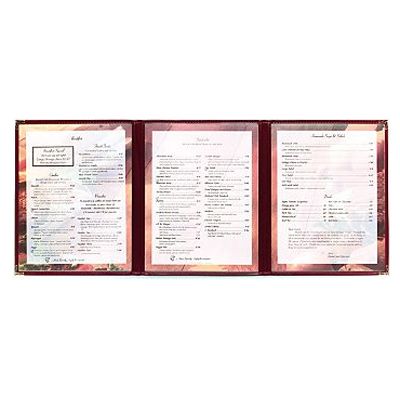 KNG International M3CG Triple Pocket Cafe Menu Cover | Wasserstrom