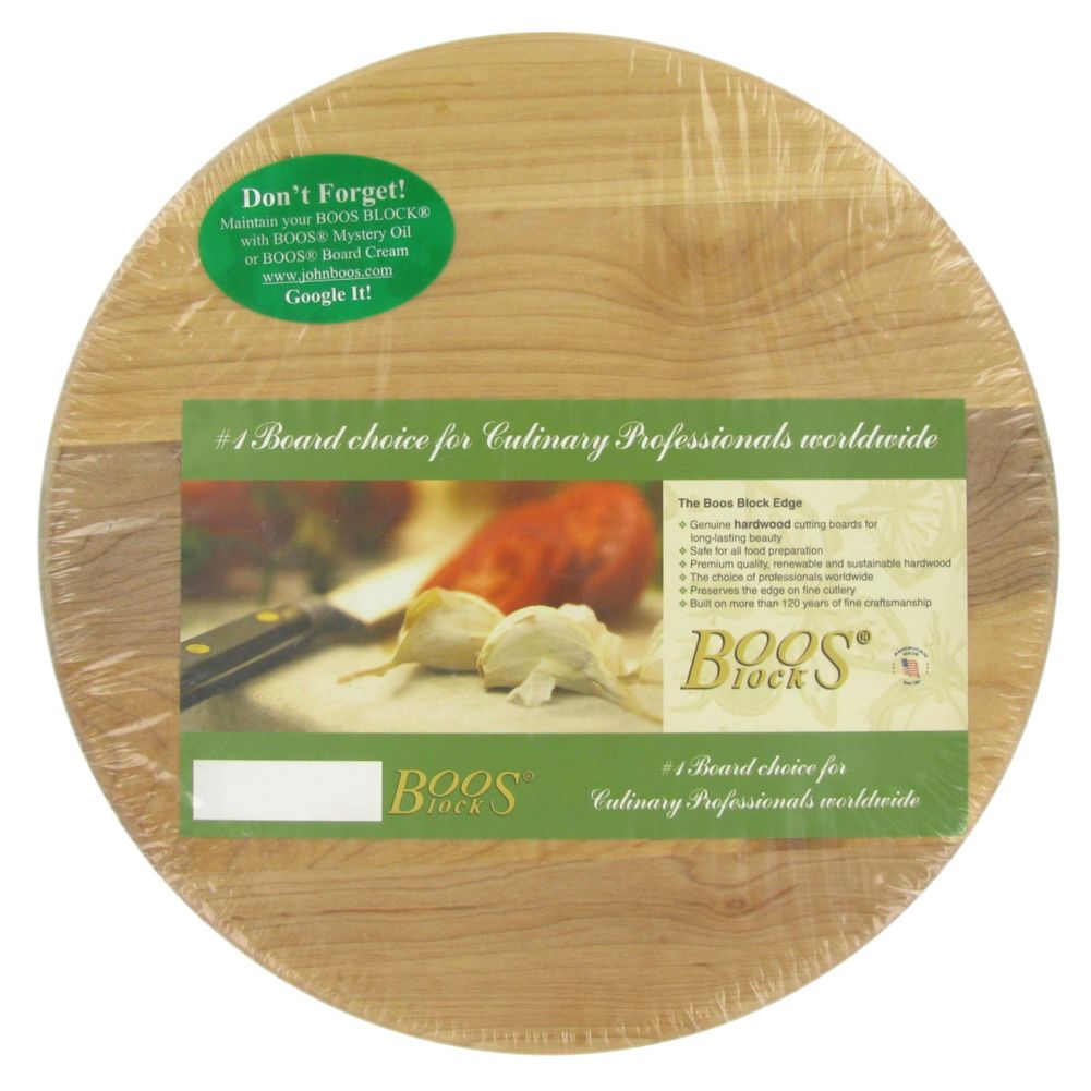 John Boos ZCARIBOU-B12-1 12" Round Maple Cutting Board | Wasserstrom
