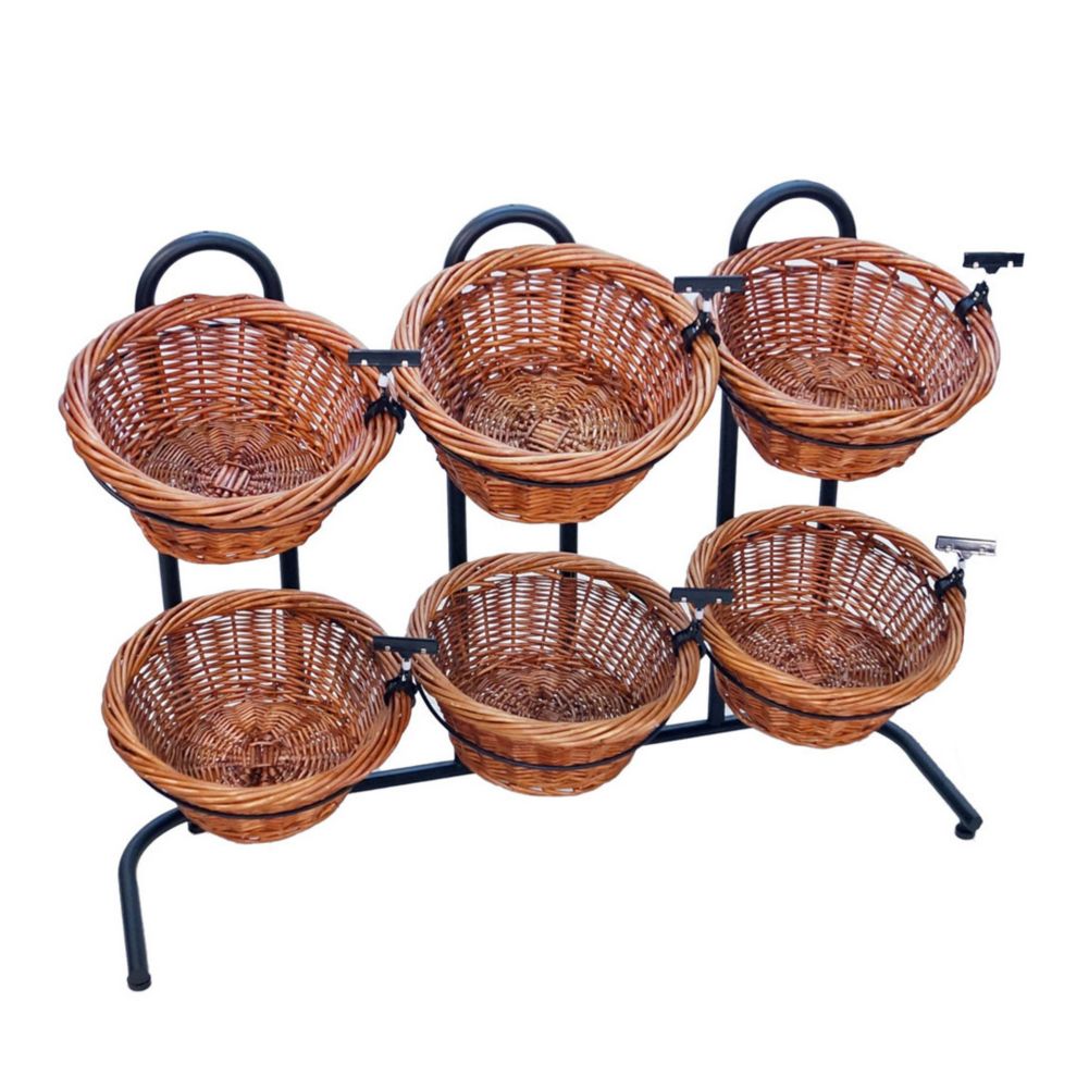 Mobile Merchandisers® K1430/6S 2-Tier Display Rack with Baskets ...