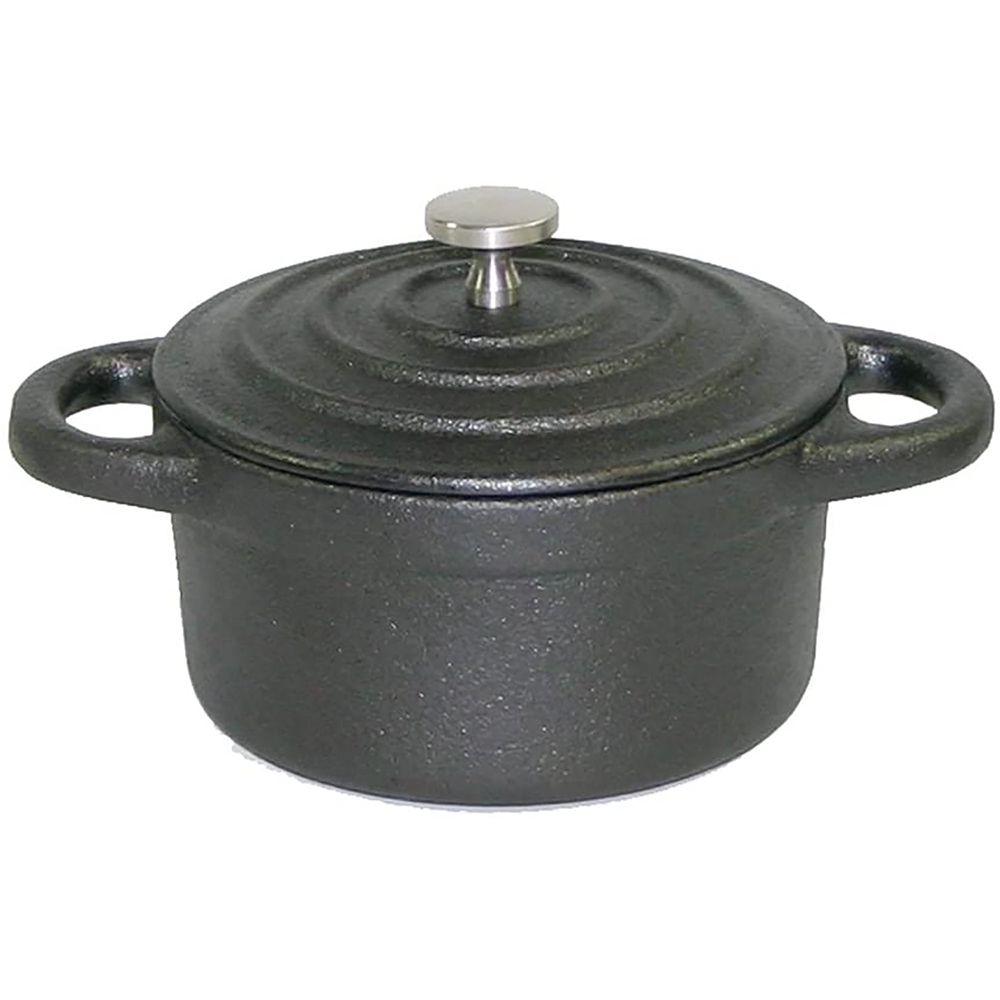 Paderno® A1742B Black 0.27 Qt. Mini Cast Iron Dutch Oven with Lid ...