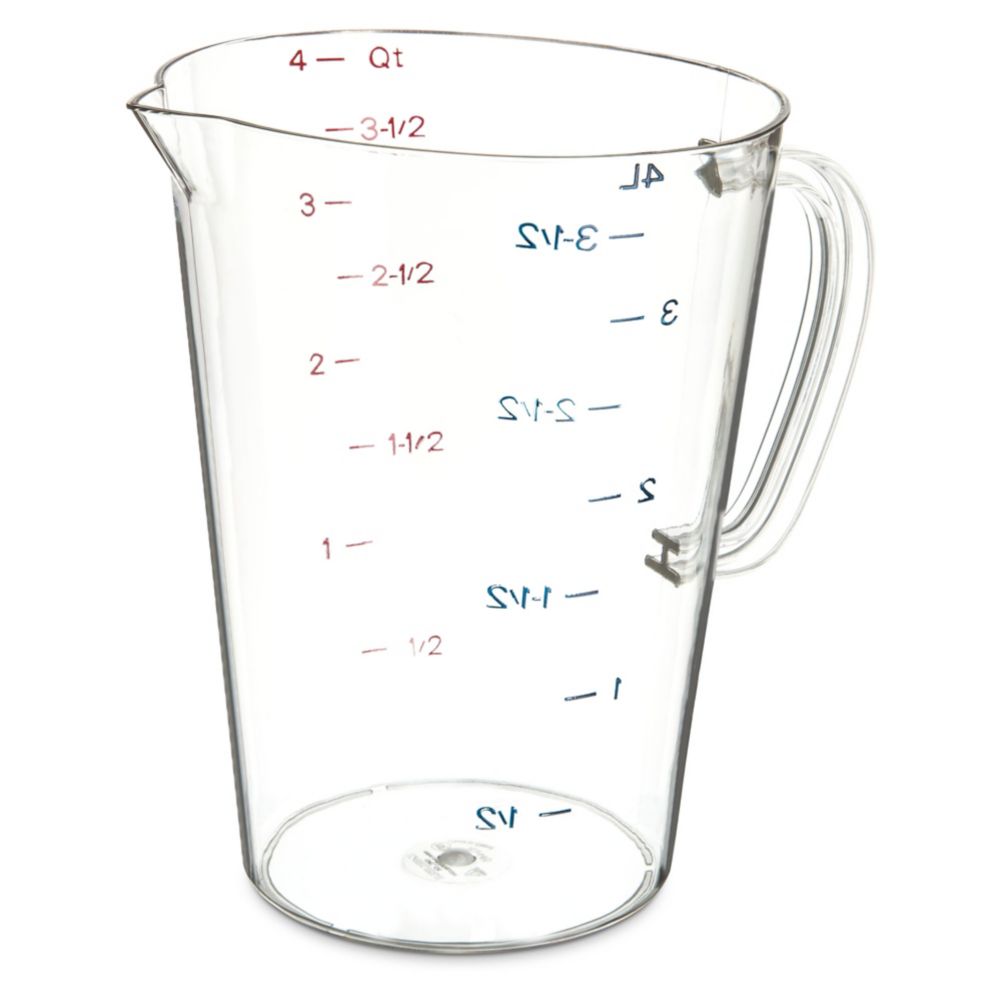 Carlisle 4314507 1 Gallon Clear Polycarbonate Measuring Cup | Wasserstrom