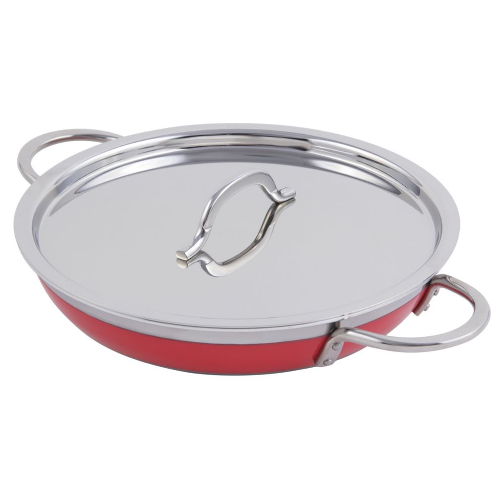 Bon Chef 60306RED Stainless 3 Qt. 4 Oz. Round Casserole Pan with Cover ...