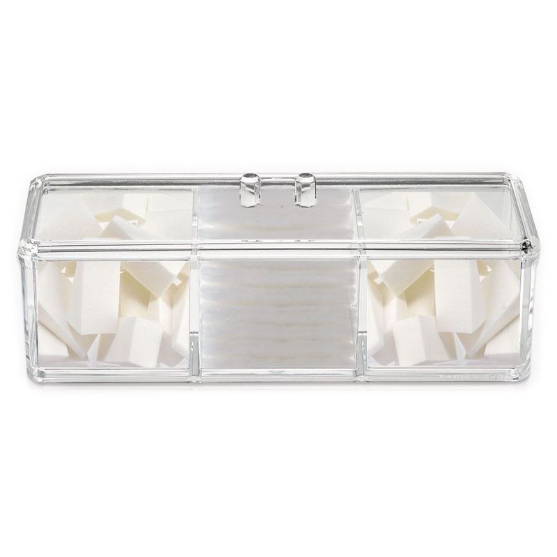 Qospa 10037 Acrylic 3 Compartment Box with Lid | Wasserstrom