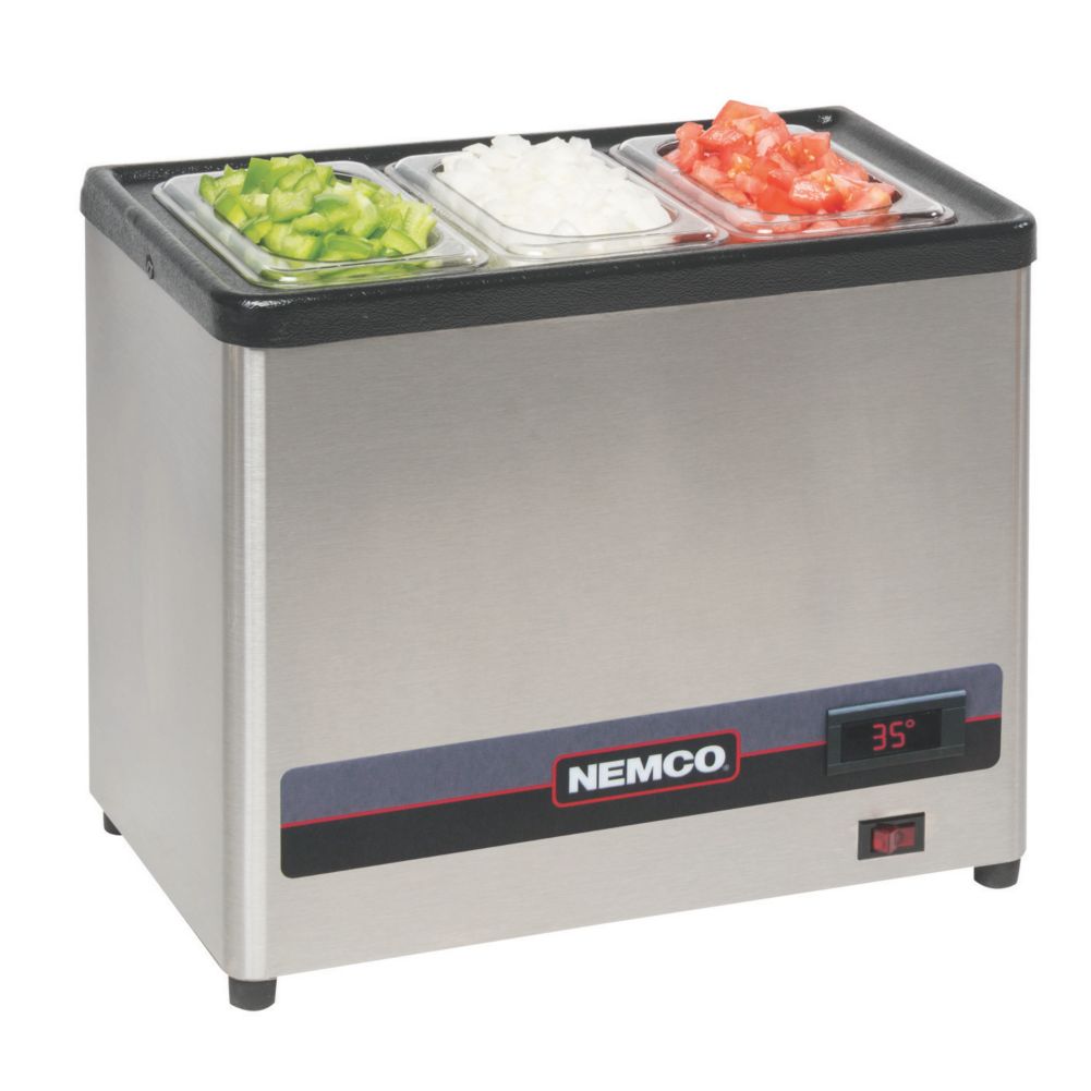 NEMCO 9020 NSF 120V Countertop 3 Compartment Cold Condiment Chiller ...