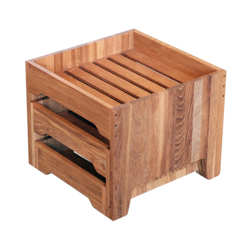 Craster RU_476_D Oak 14.9 x 16.1 x 11.2" 3-Tier Fruit Stand | Wasserstrom