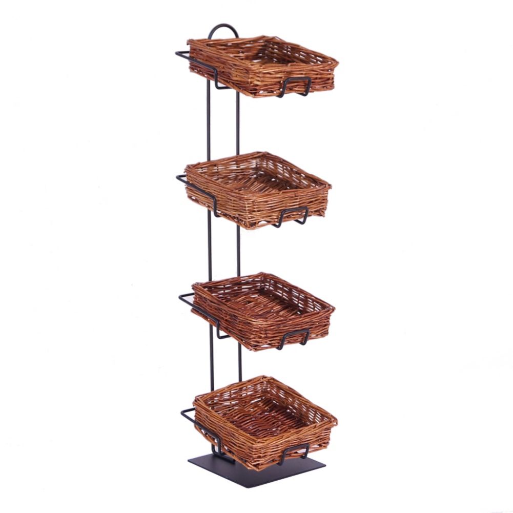 Mobile Merchandisers CR0620/4B-WTM 4-Tier Display with Shallow Baskets ...