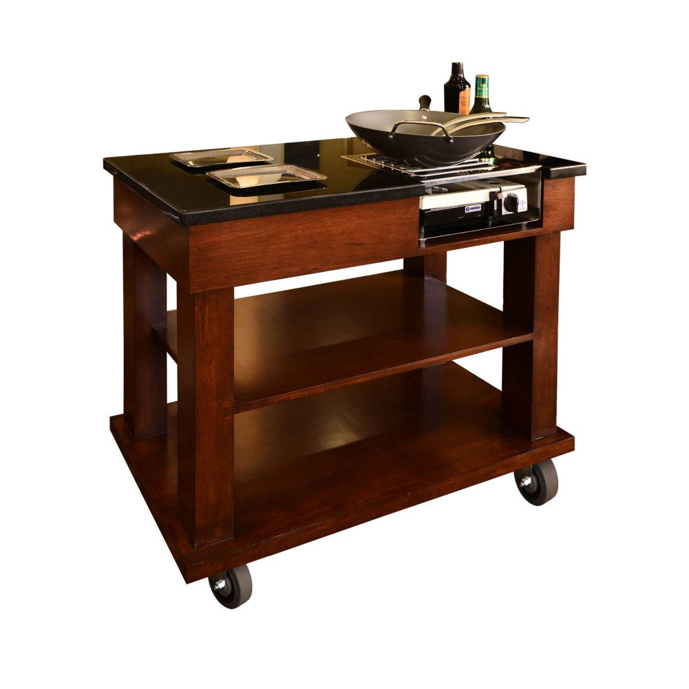 Eastern Tabletop WT8014 Wood 34" Flambe Cart | Wasserstrom