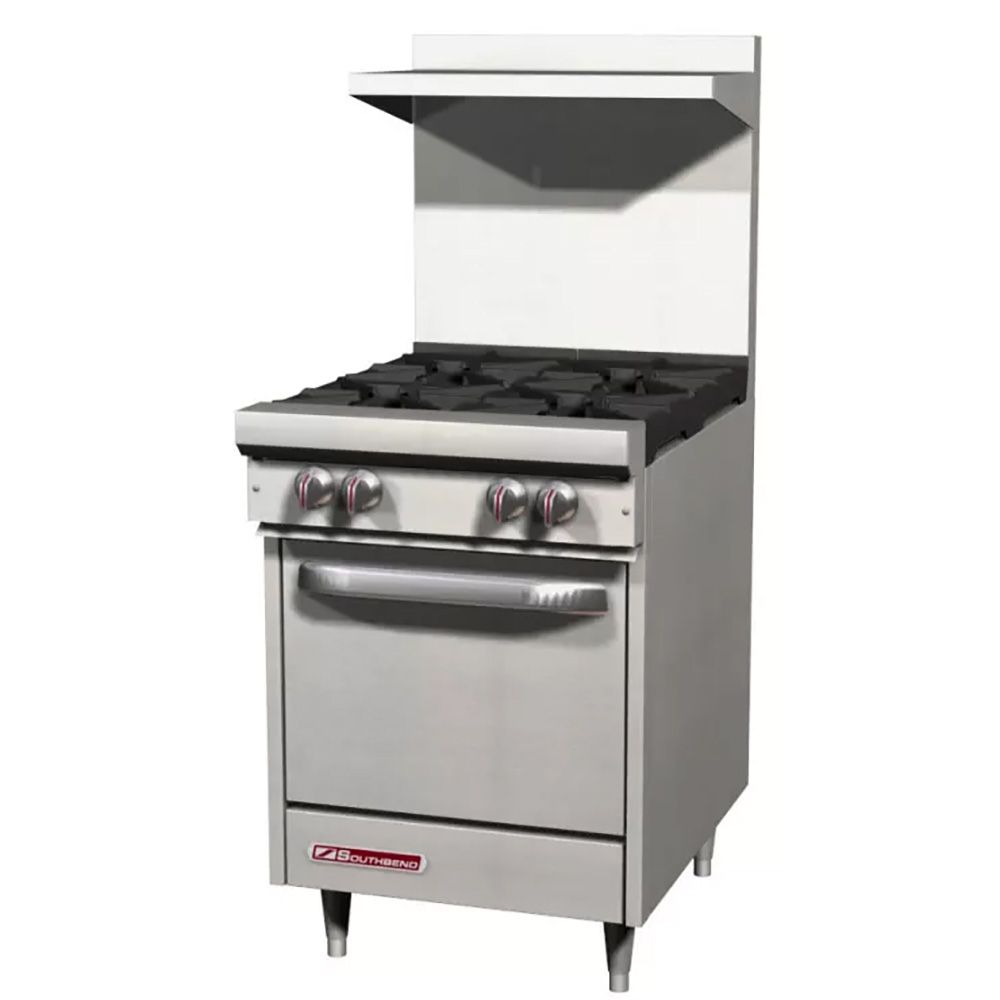 Southbend S24E 4 Burner Range with Space Saver Oven | Wasserstrom