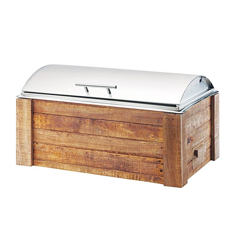 Cal-Mil 3429-99 Madera 22 x 14.25 x 12 Reclaimed Wood Chafer | Wasserstrom