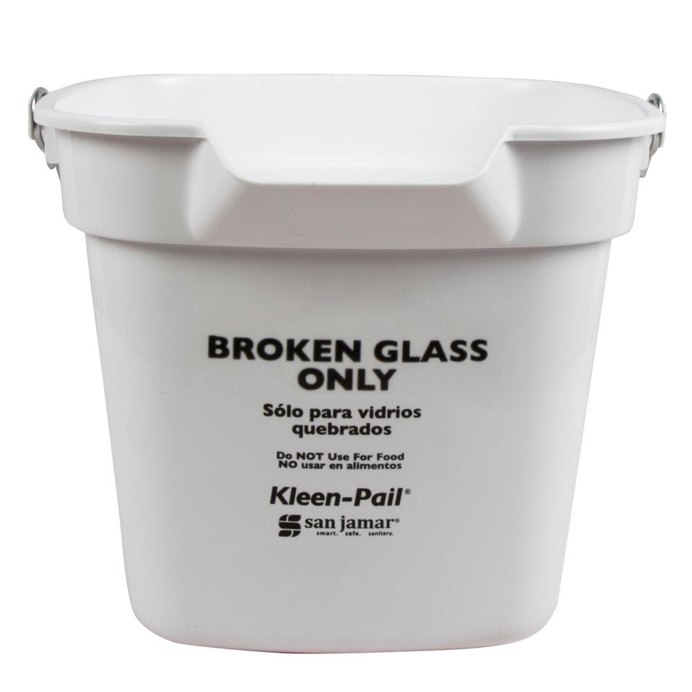 San Jamar KP320WH Kleen-Pail 10 Quart White Broken Glass Only Pail ...
