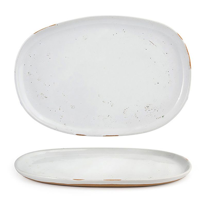 FOH DOS033BEP21 Artefact Ash 13 x 9" Oval Plate - 4 / CS | Wasserstrom