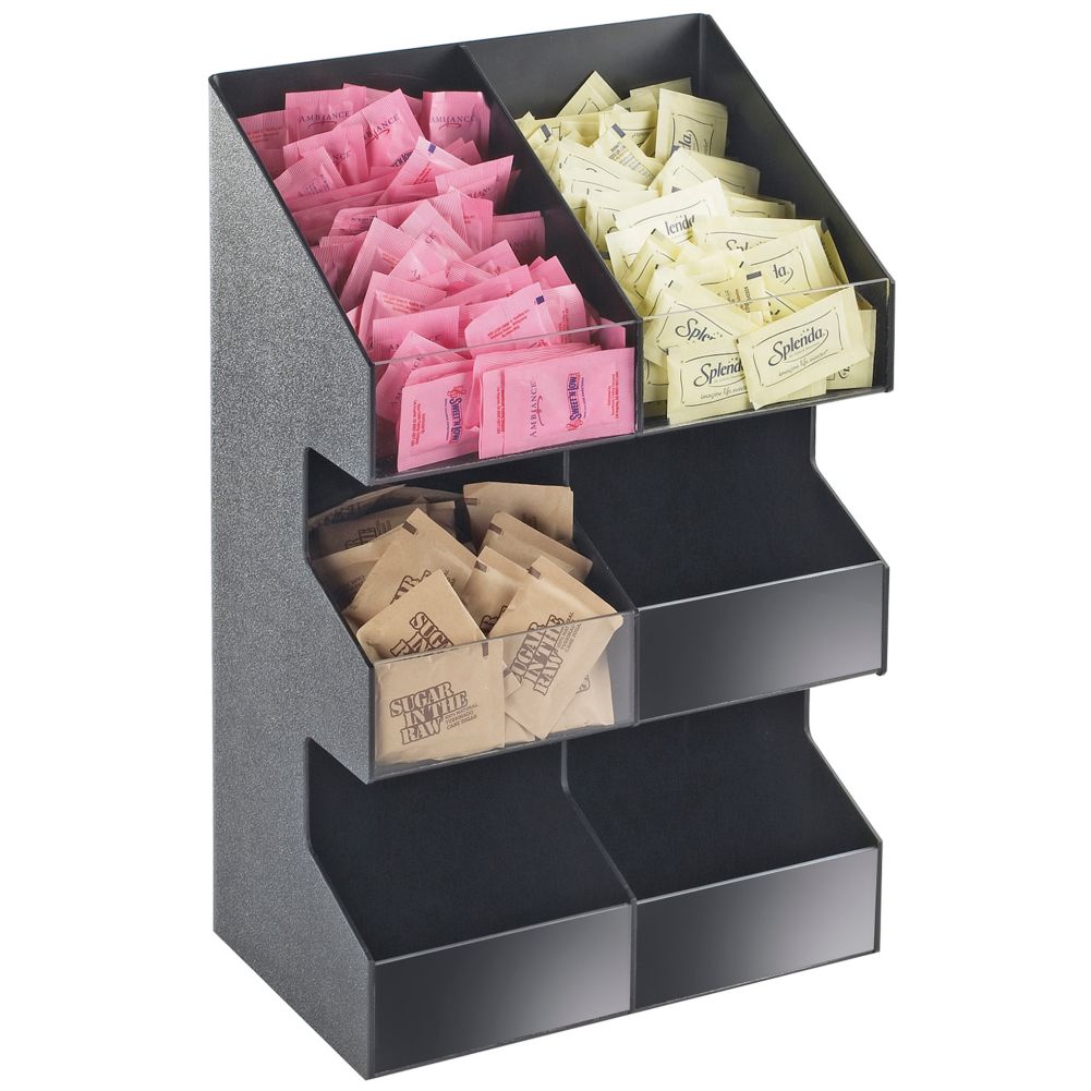 Cal-Mil 2054 Black 3-Tier Double Condiment Display | Wasserstrom