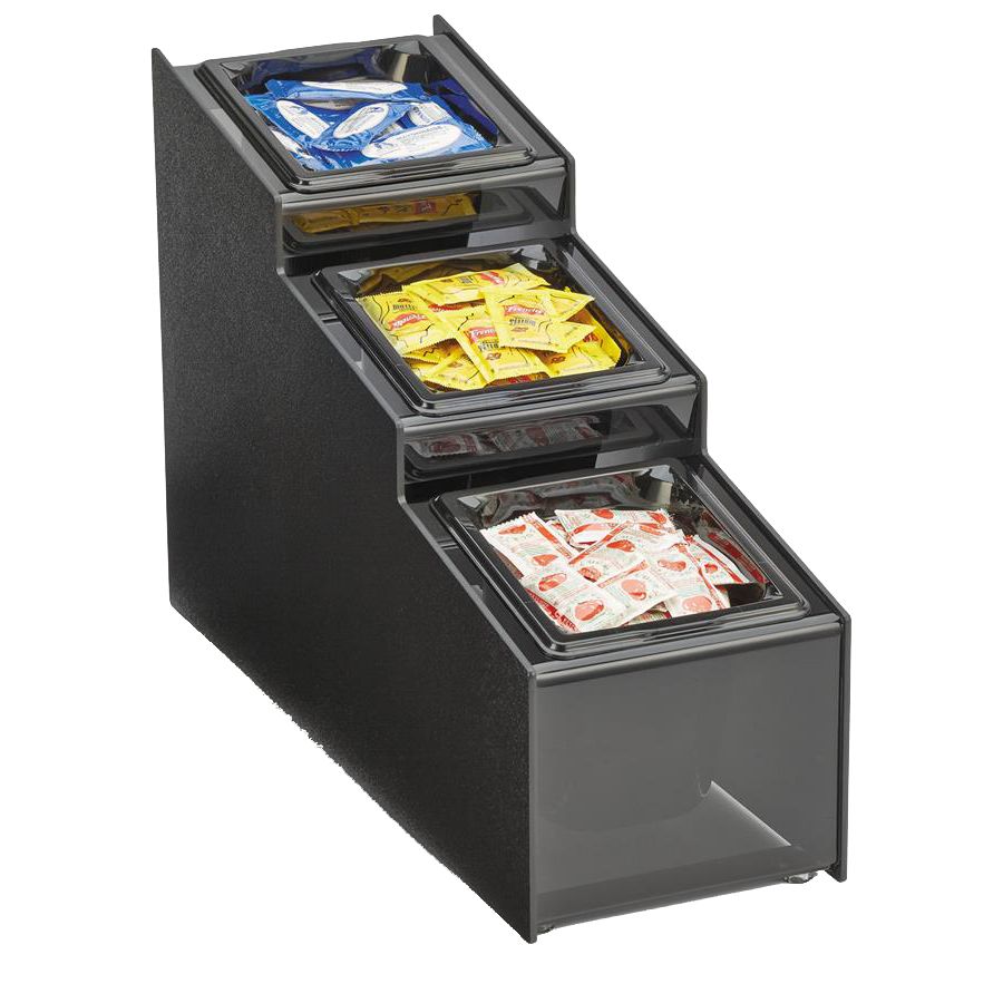 Vollrath CTCPAN3-6 Black 3-Pan Condiment Organizer | Wasserstrom