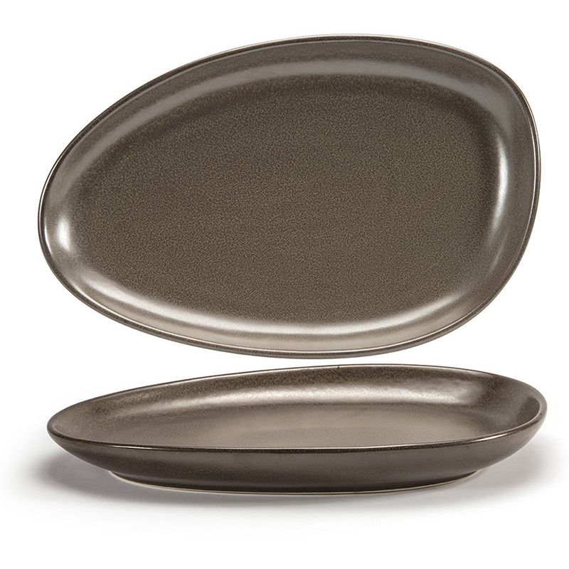 FOH® SPT056ESP20 Kiln® 14" Mocha Oval Plate - 2 / CS | Wasserstrom