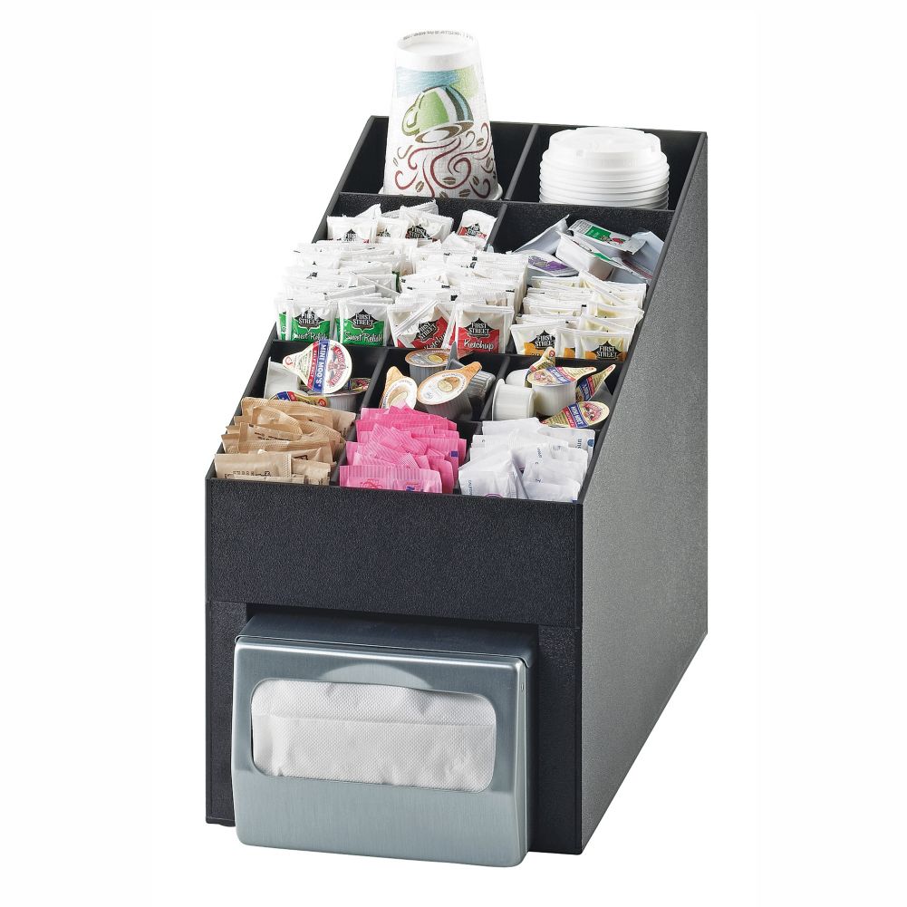 Cal-Mil 2042 Black 6-Compartment Counter Condiment Organizer | Wasserstrom